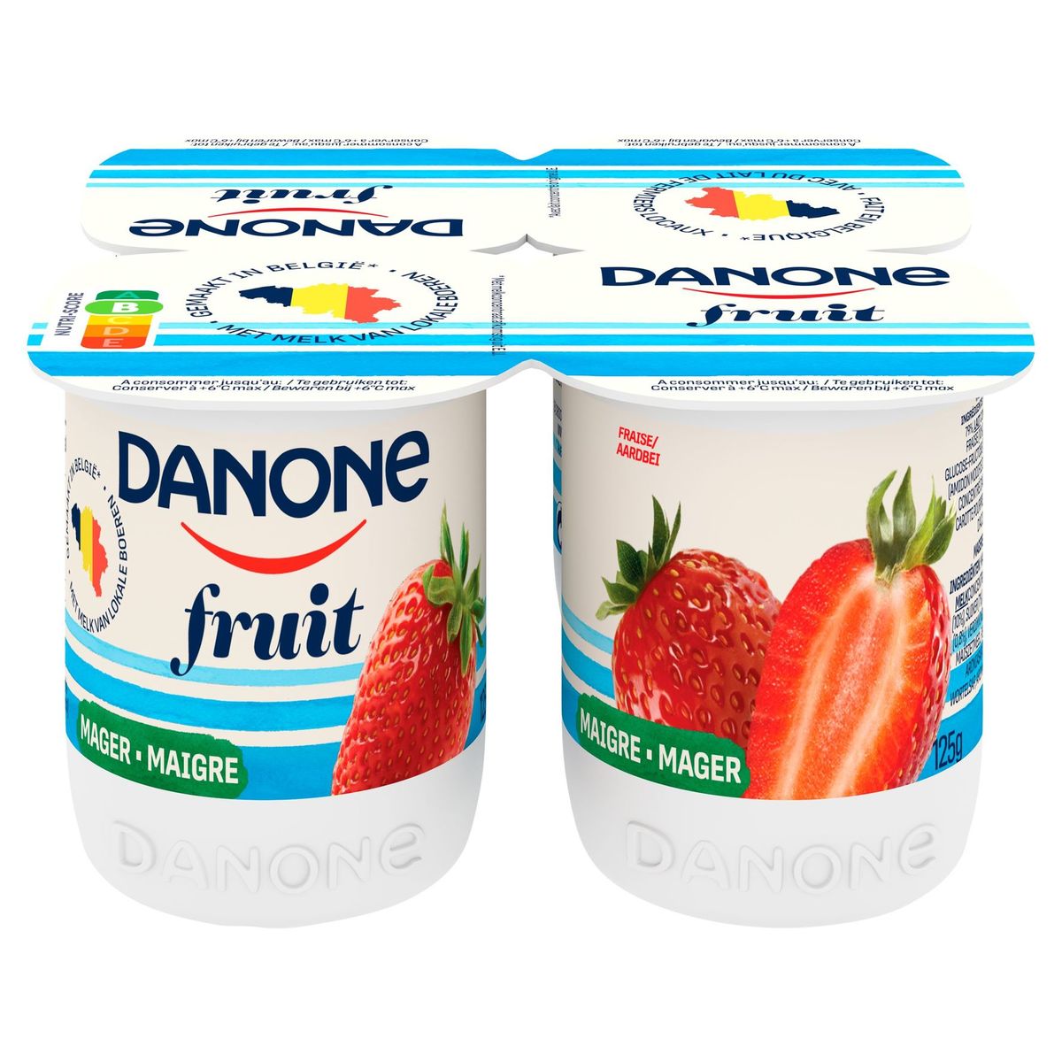 Danone Fruit Magere Yoghurt Aardbei 4 x 125g | Carrefour Site