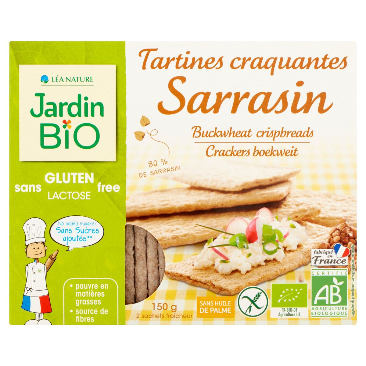 Jardin Bio' Tartines Craquantes Sarrasin 2 x 75 g | Carrefour Site